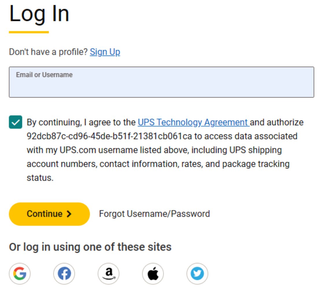 New UPS Account Setup